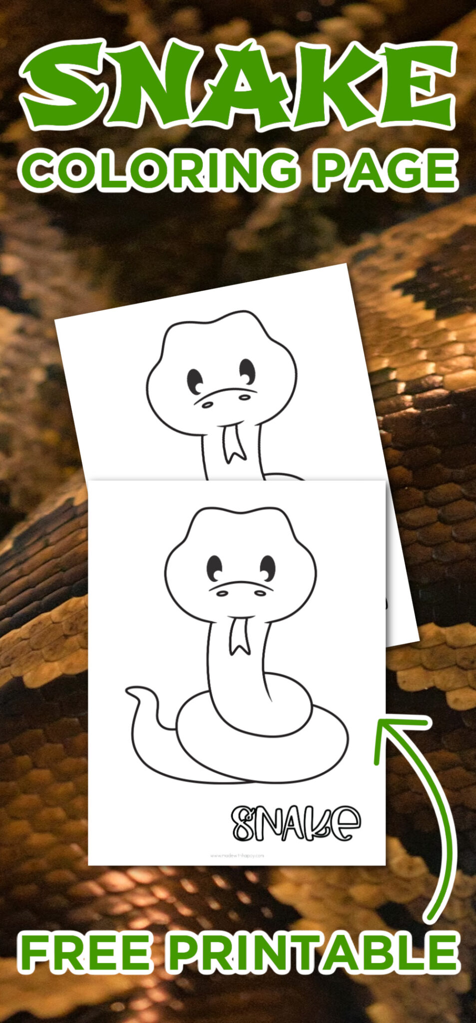 Printable Snake Coloring Page - Made with HAPPY