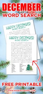 December Word Search [Free Printable] - Made with HAPPY