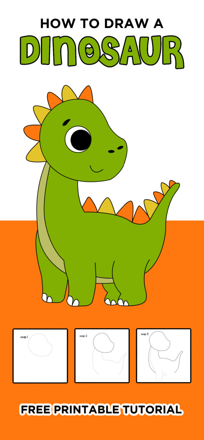 How to Draw a Dinosaur For Kids - Made with HAPPY