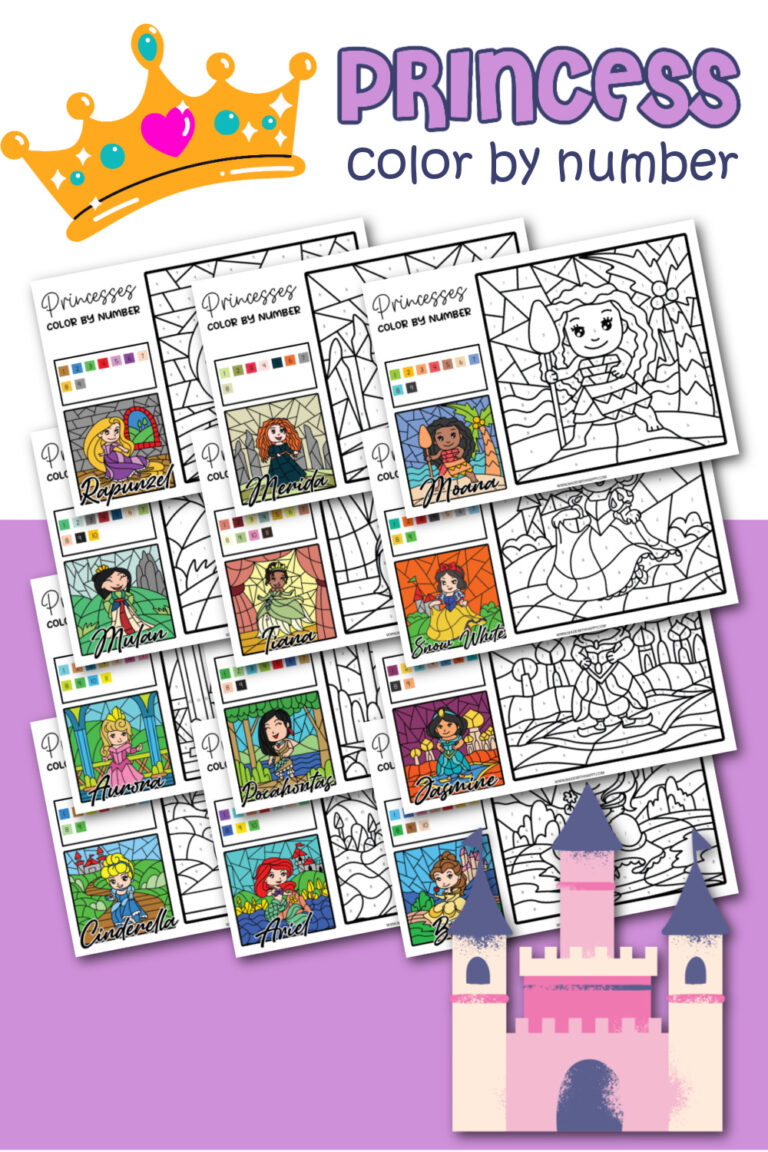 12 Free Printable Disney Princess Color By Number Pages