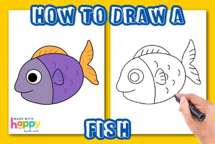 How to Draw a Fish Easy Step By Step - Made with HAPPY