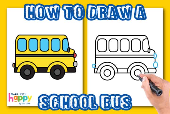 How To Draw a School Bus - Made with HAPPY