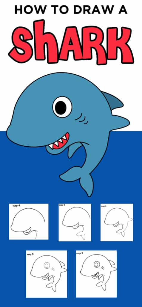 How to Draw a Shark Step by Step Tutorial - Made with HAPPY