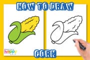 How To Draw Corn Easy Step By Step Tutorial - Made with HAPPY