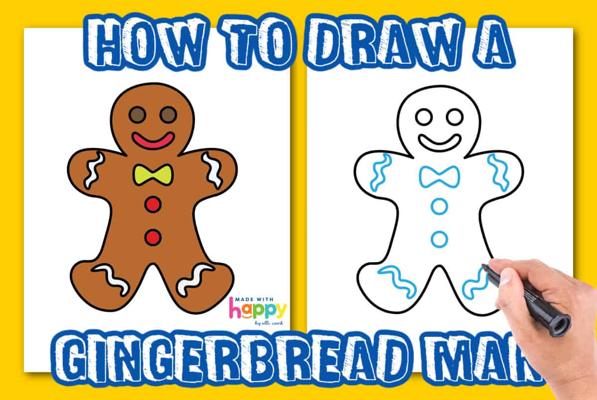 How To Draw a Gingerbread Man Easy Step-By-Step Tutorial