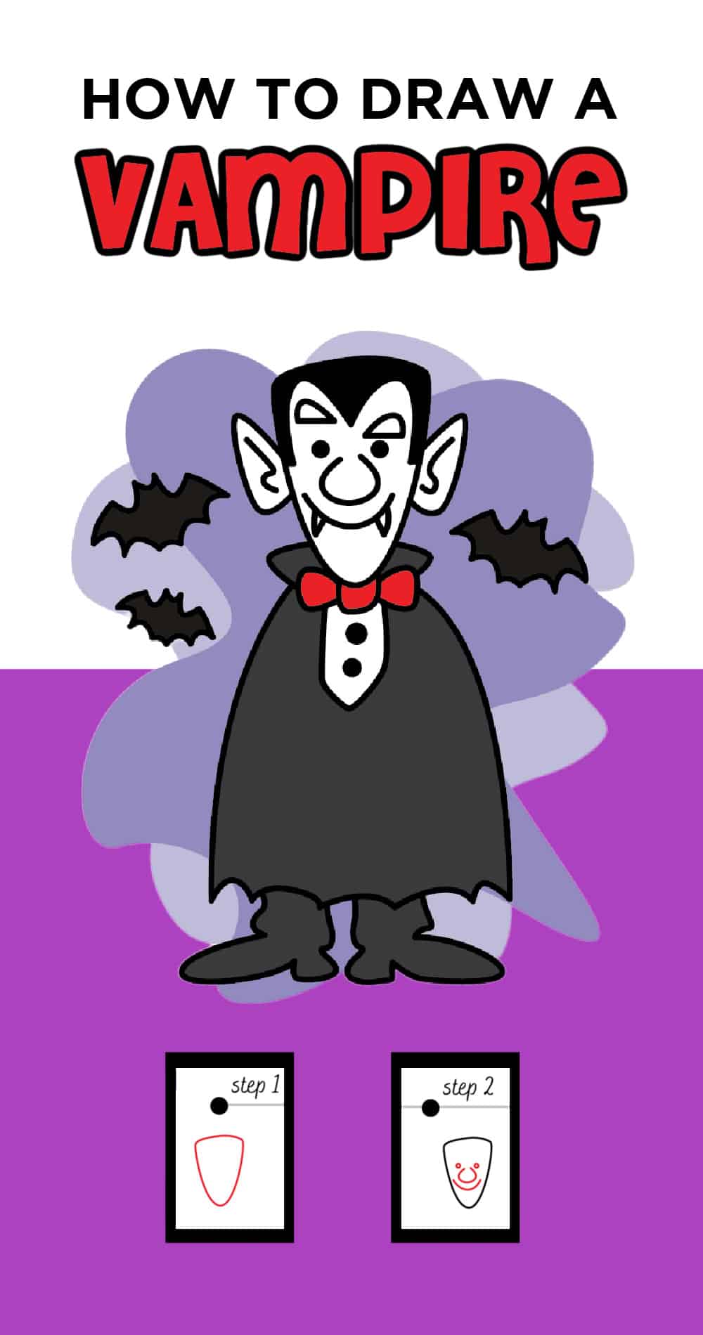 Easy How To Draw a Vampire Tutorial - Made with HAPPY