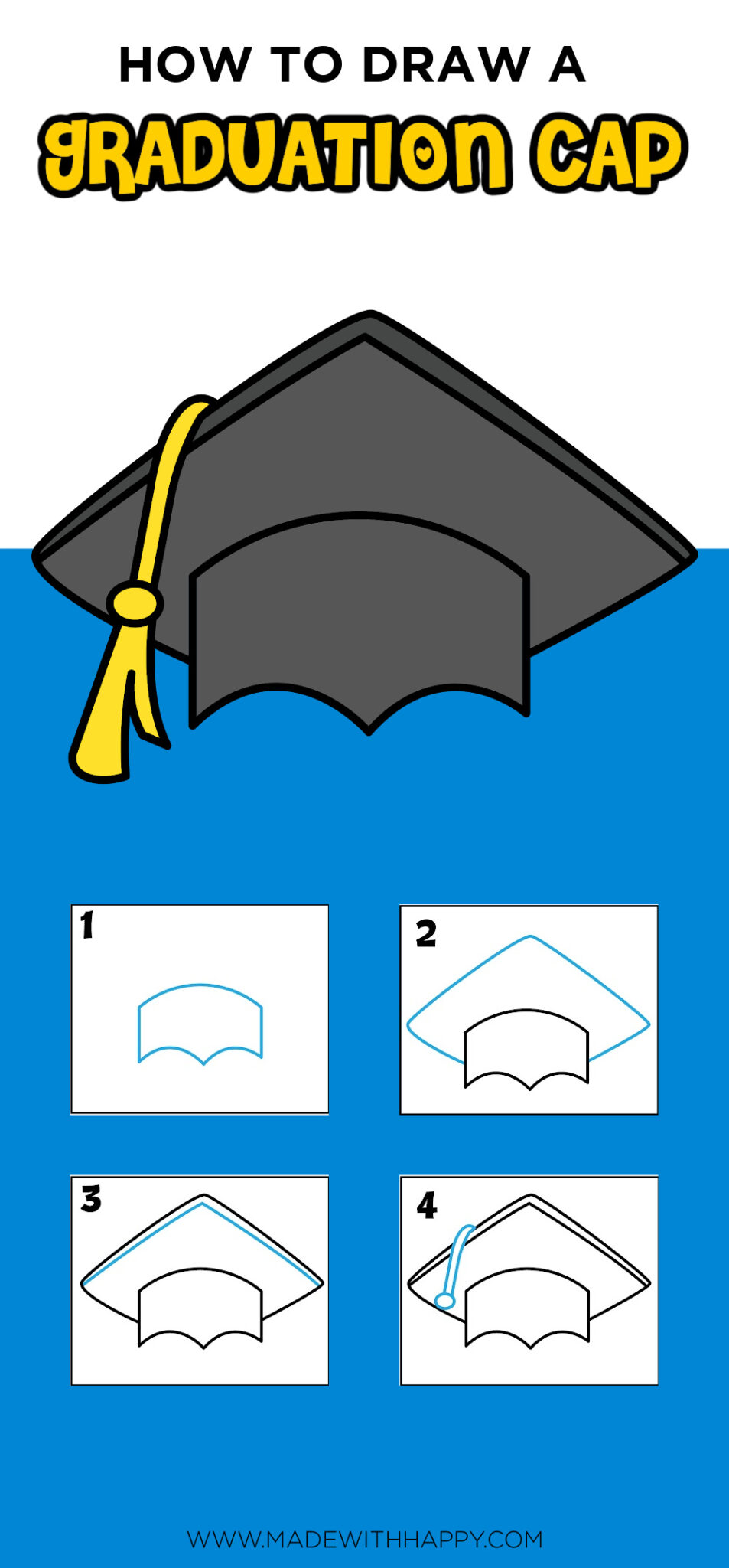 How to Draw a Graduation Cap Easy Step By Step Tutorial