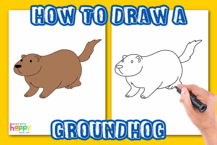 How To Draw a Groundhog - Easy Step-By-Step Tutorial - Made with HAPPY