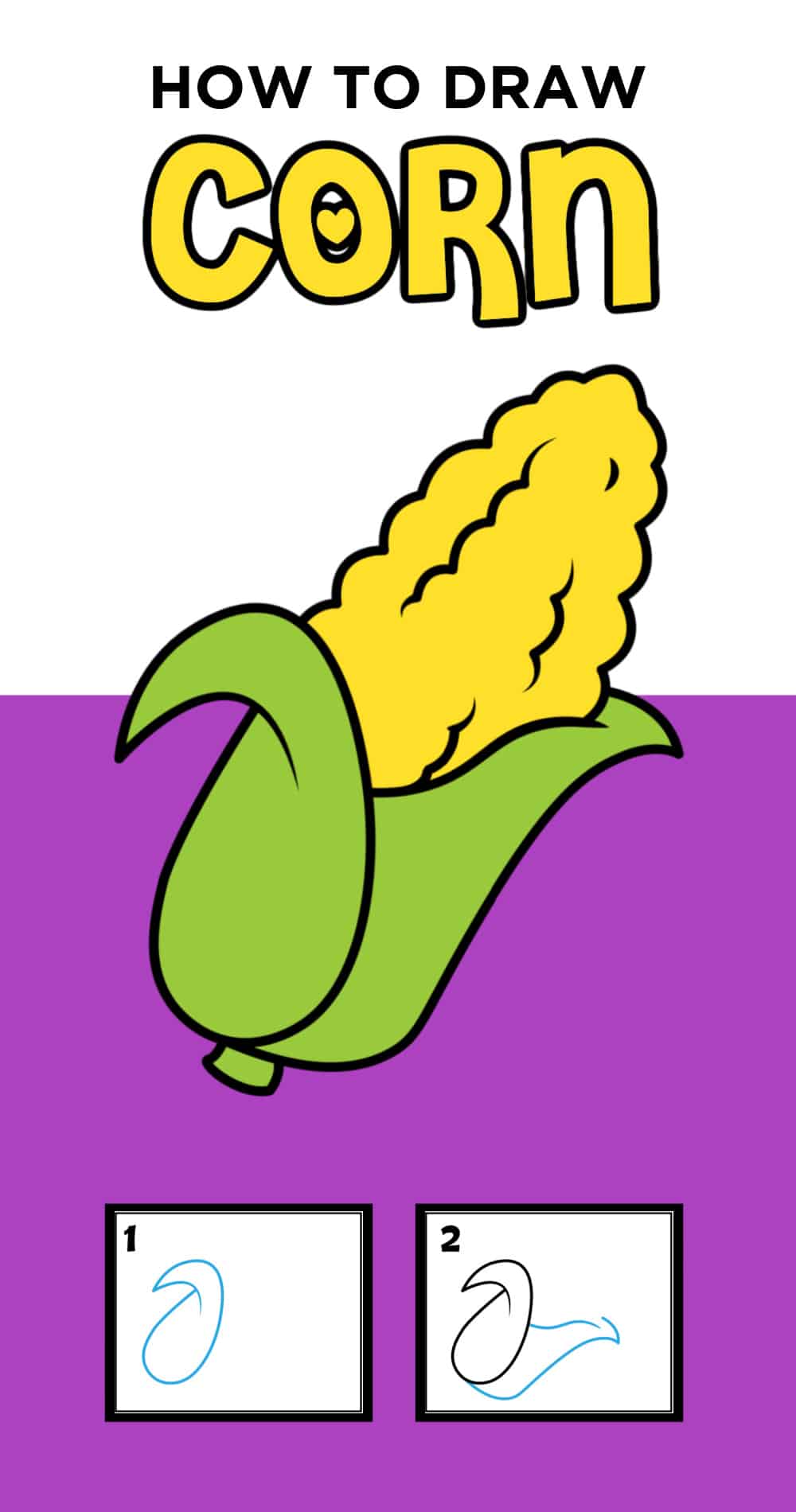 How To Draw Corn Easy Step By Step Tutorial - Made with HAPPY