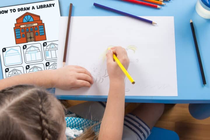How To Draw a Library - Easy Step By Step Tutorial - Made with HAPPY