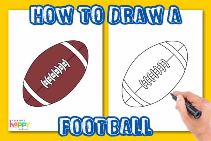 How To Draw a Football - Easy Step-By-Step Guide - Made with HAPPY