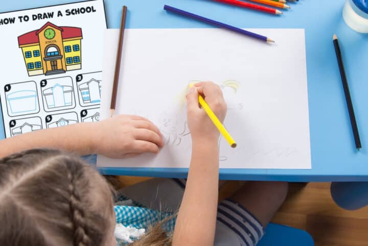 How To Draw a School - Easy Step By Step Tutorial - Made with HAPPY