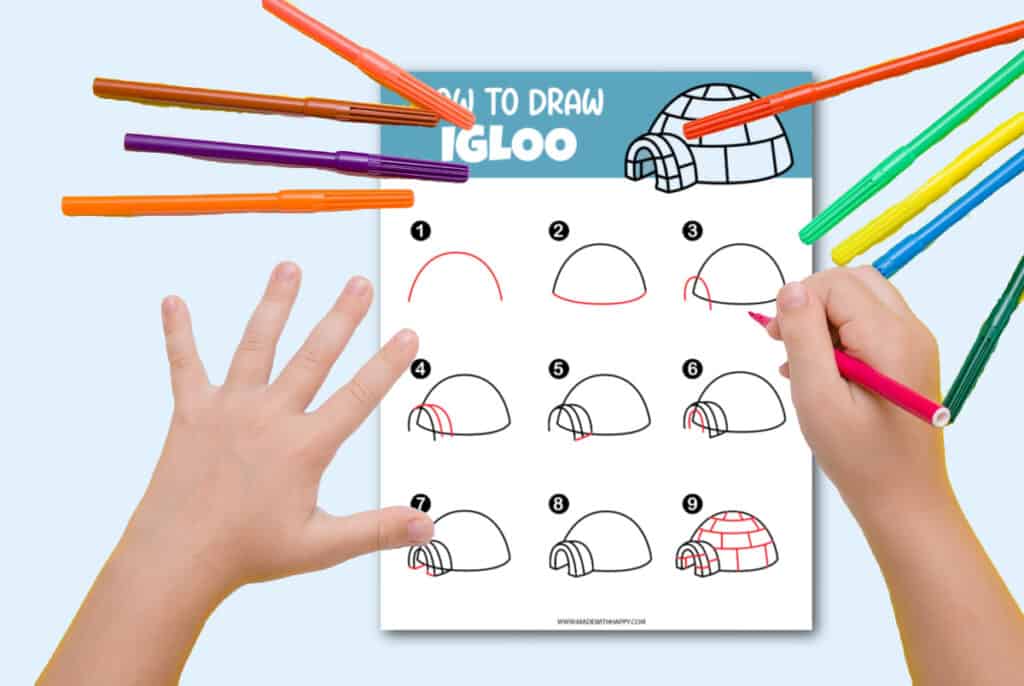 How to Draw an Igloo Easy Step-By-Step Tutorial - Made with HAPPY
