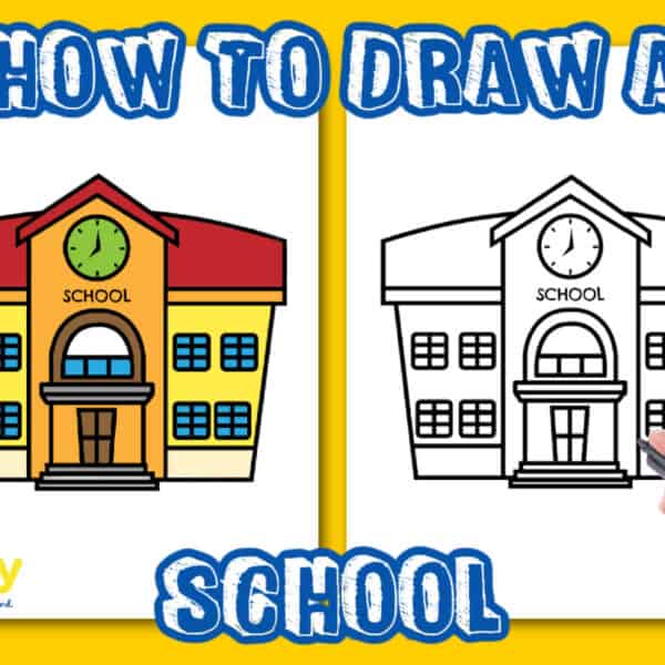 How To Draw a School - Easy Step By Step Tutorial - Made with HAPPY