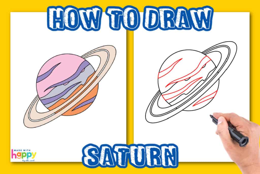 How To Draw Saturn Easy Step-by-Step Tutorial - Made with HAPPY