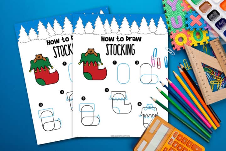 How To Draw a Stocking Easy Step-by-Step Tutorial - Made with HAPPY