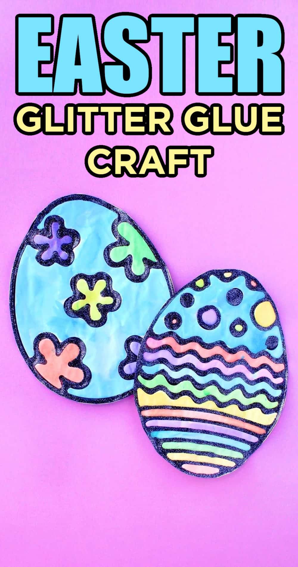 Black Glitter Glue Easter Eggs Art Craft For Kids - Made with HAPPY