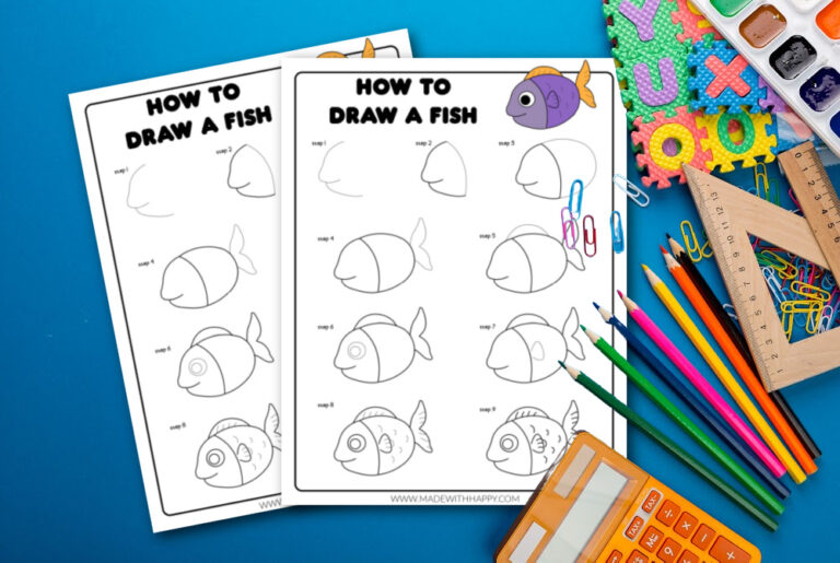 How to Draw a Fish Easy Step By Step - Made with HAPPY