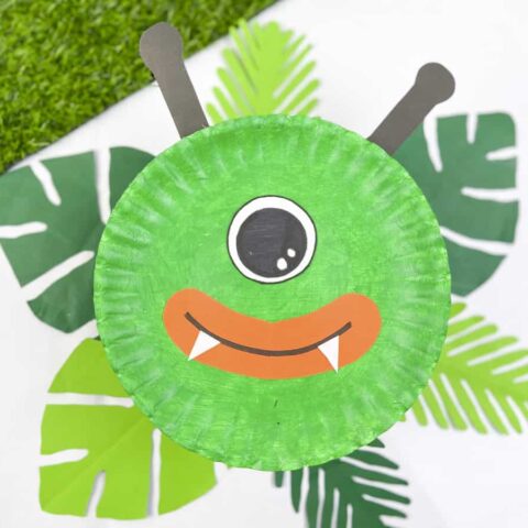Easy Paper Plate Monster Craft (Free Template) - Made with HAPPY