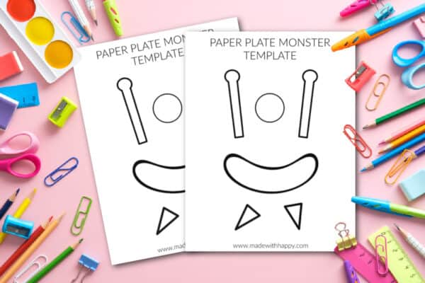 Easy Paper Plate Monster Craft (Free Template) - Made with HAPPY