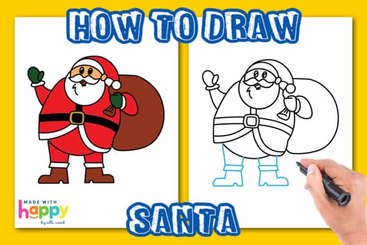 How To Draw Santa Easy Step-By-Step Tutorial - Made with HAPPY