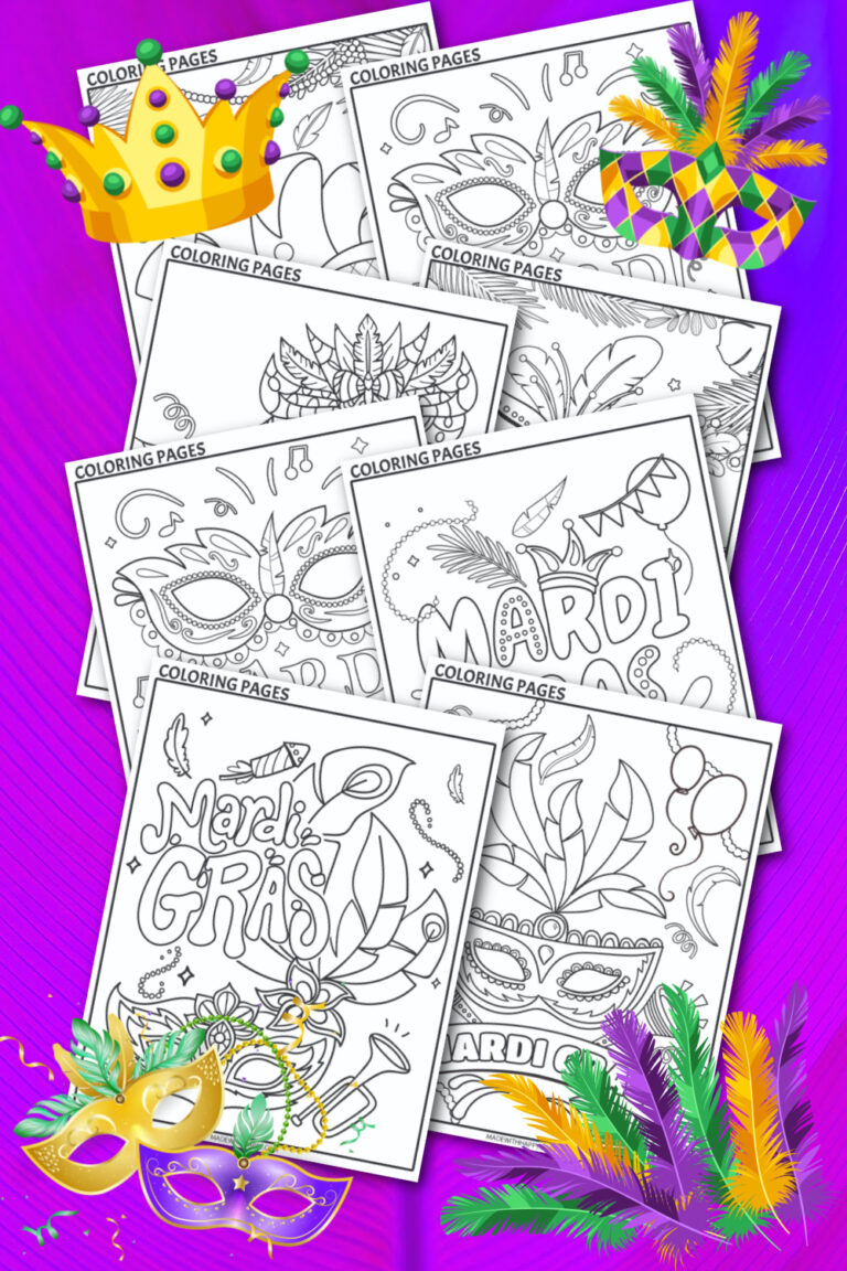 Free Printable Mardi Gras Coloring Pages - Made with HAPPY