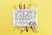 FREE Printable Red Coloring Page - Made with HAPPY
