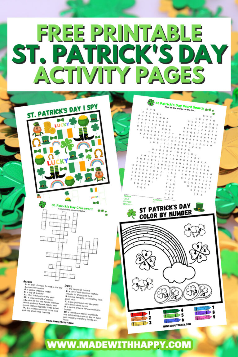 Free Printable St Patrick's Day Coloring Pages - Made with HAPPY