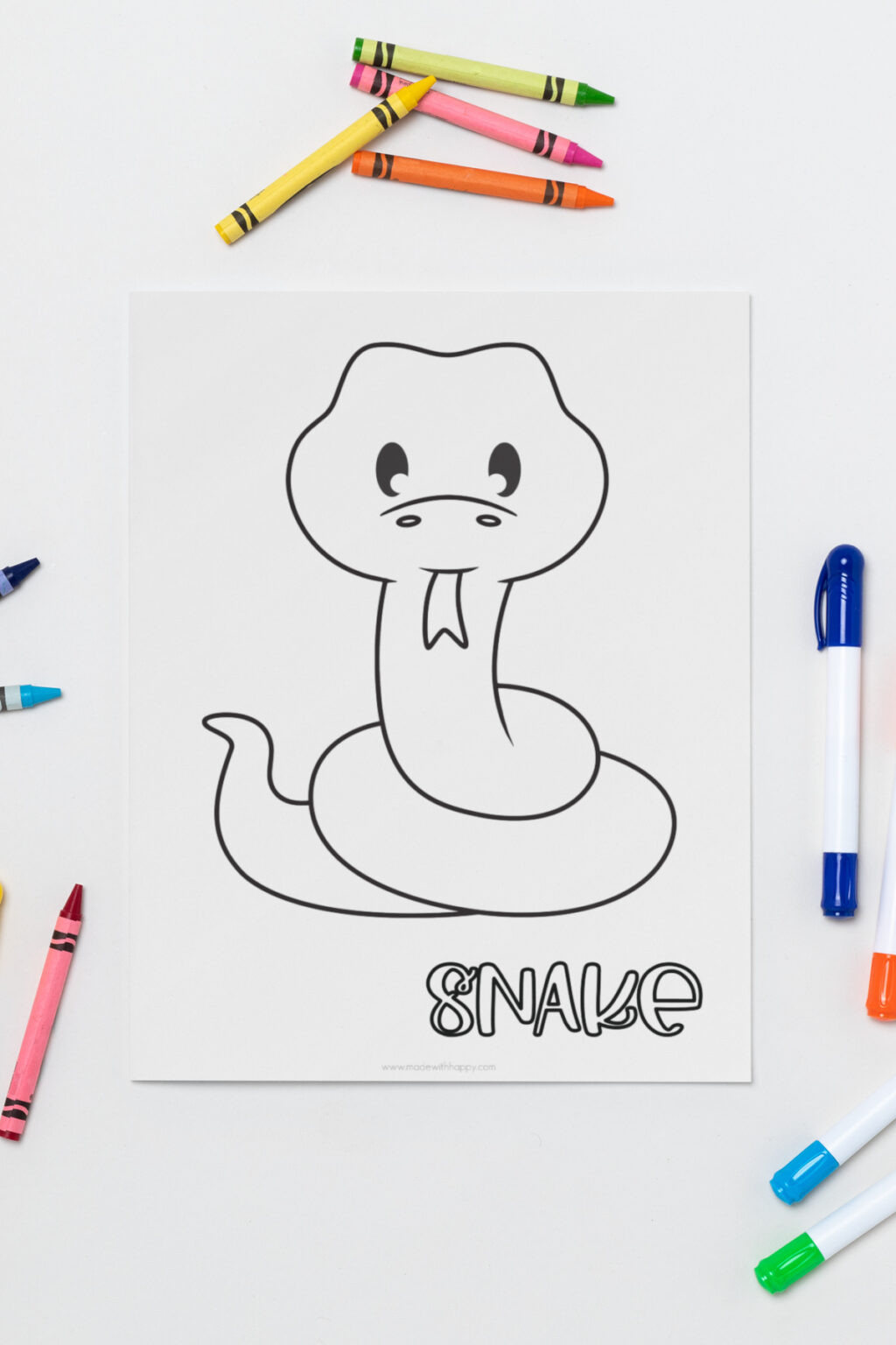 Printable Snake Coloring Page - Made with HAPPY