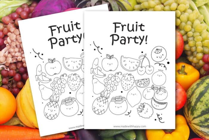 Free Fruit Coloring Page Printable For Kids - Made with HAPPY