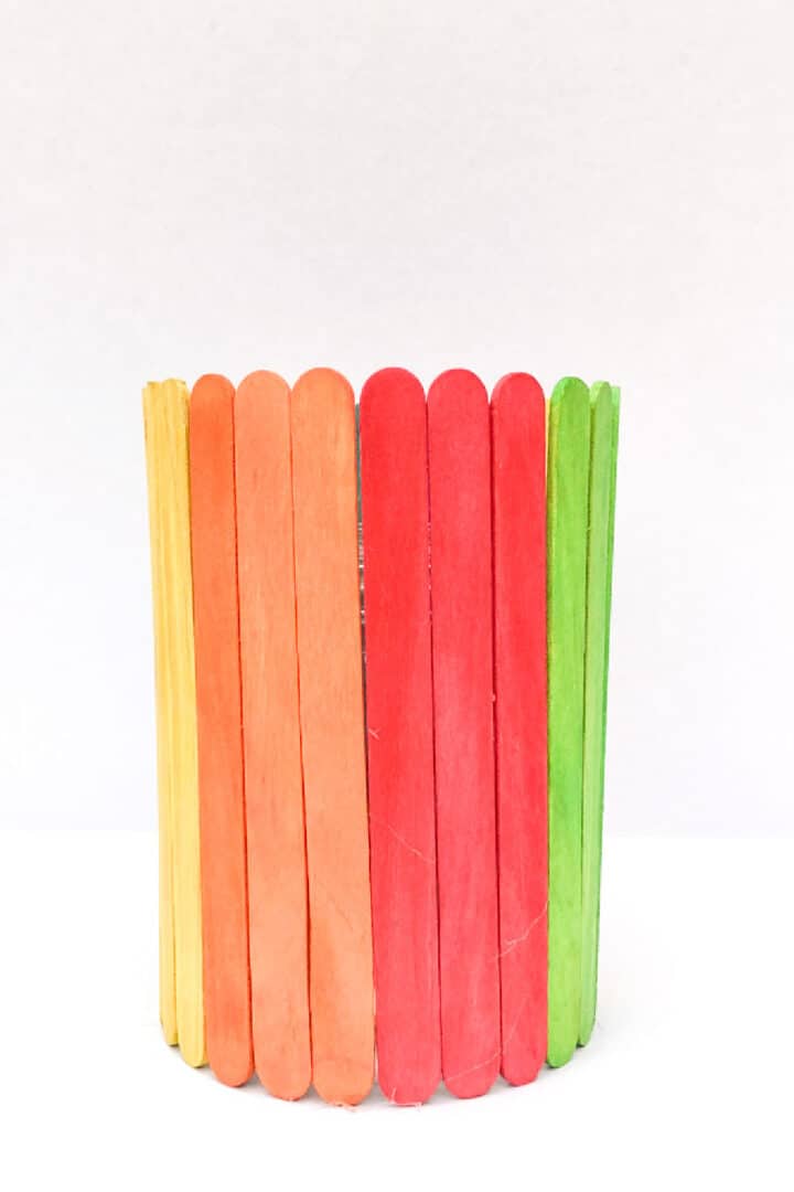 Rainbow Popsicle Stick Pencil Holder DIY - Made with HAPPY