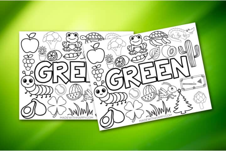 FREE Printable Green Coloring Page - Made with HAPPY