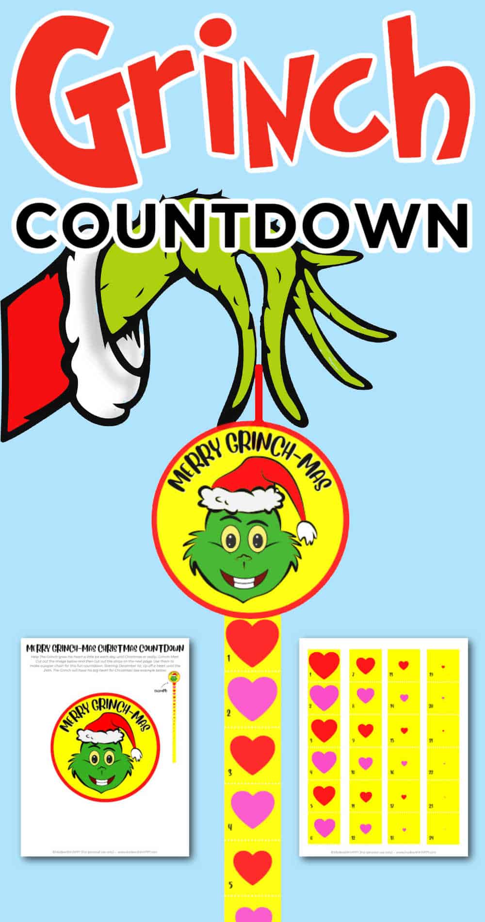 The Grinch Christmas Countdown Paper Chain - Free Printable Template