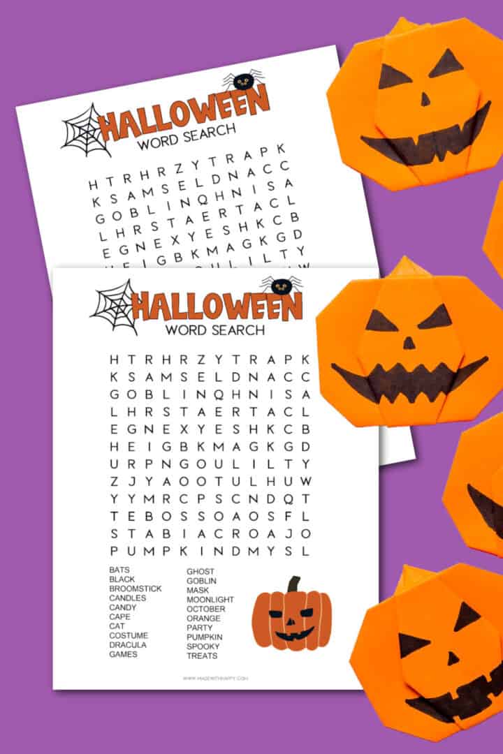 Free Halloween Word Search Printable - Made with HAPPY
