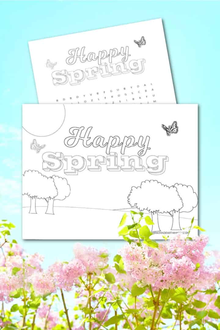 Happy Spring Coloring Pages - Made with HAPPY