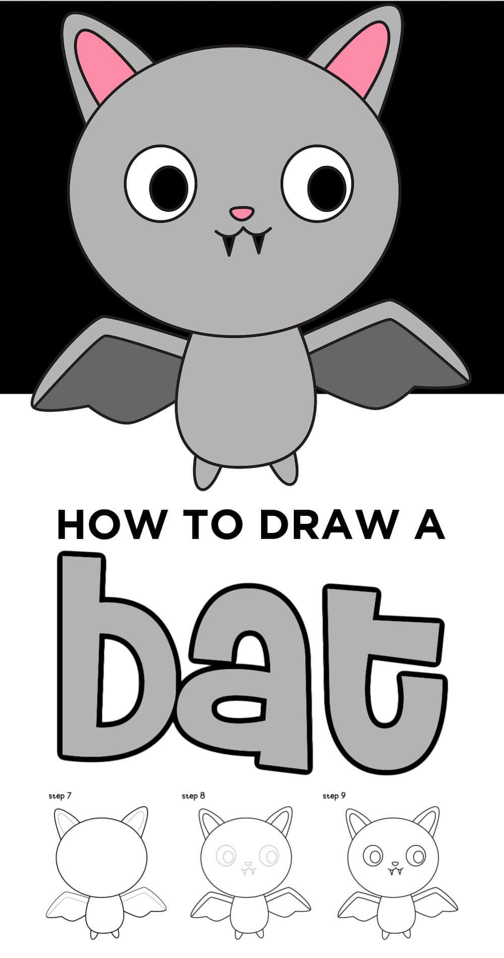 How to Draw a Bat - Cute Bat Drawing - Made with HAPPY