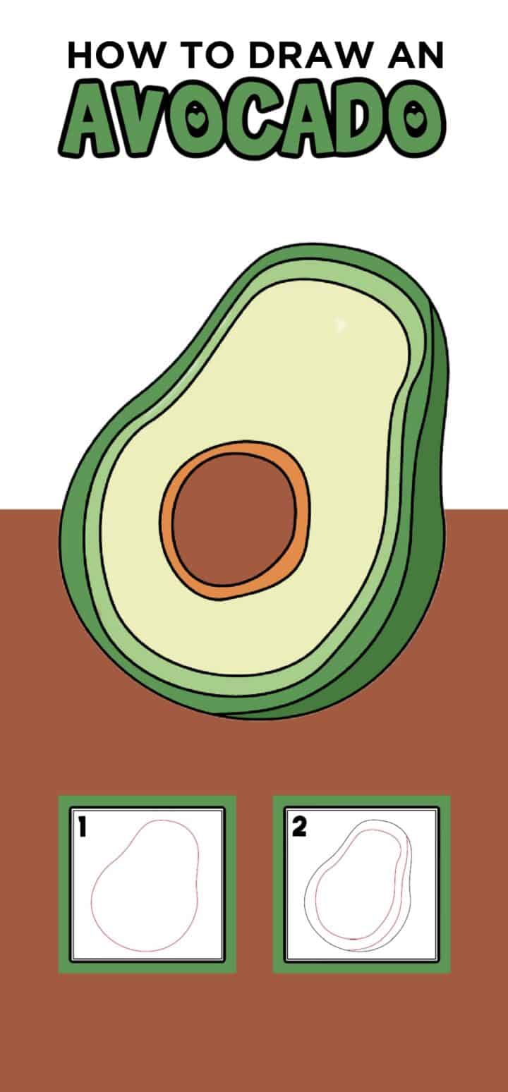 How To Draw an Avocado Easy Step By Step Tutorial - Made with HAPPY