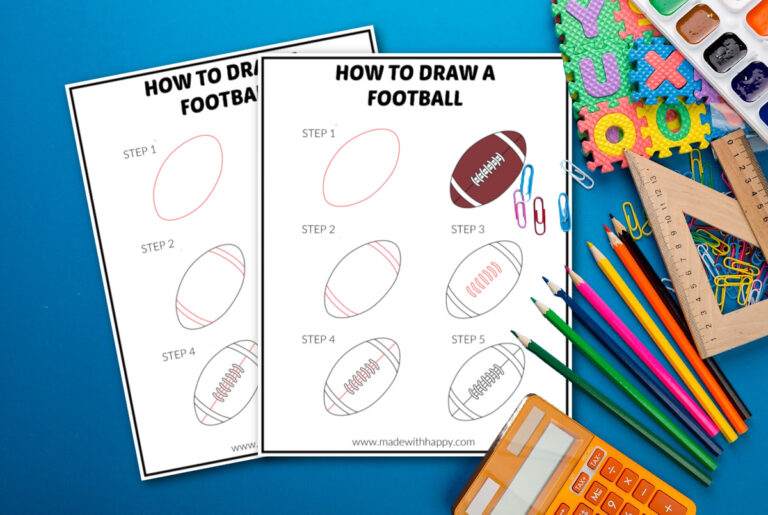 How To Draw a Football - Easy Step-By-Step Guide - Made with HAPPY