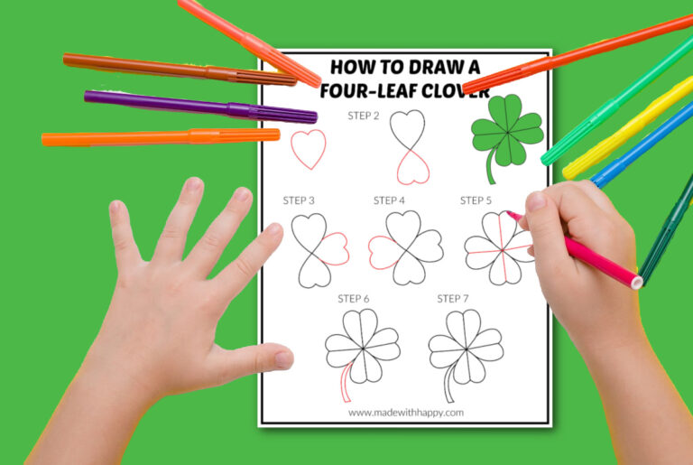 How To Draw a Four-Leaf Clover Easy Step-By-Step Tutorial