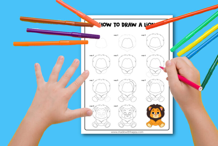 How to Draw a Lion Easy Step-By-Step Tutorial - Made with HAPPY