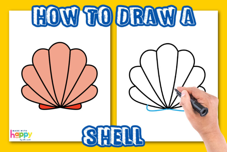 How To Draw a Shell - Easy Step-by-Step Tutorial - Made with HAPPY