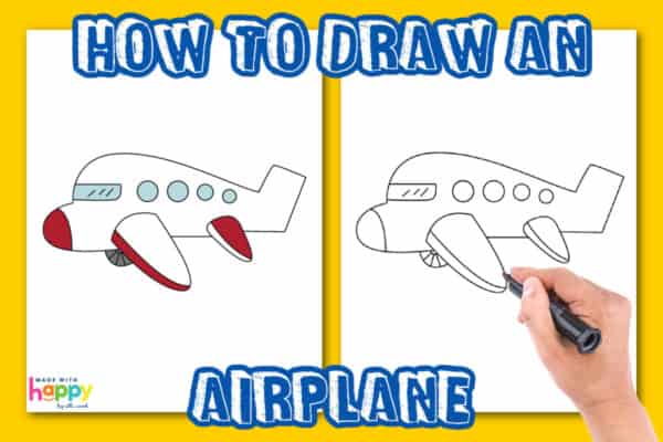 How To Draw an Airplane - Easy Step-By-Step Tutorial - Made with HAPPY