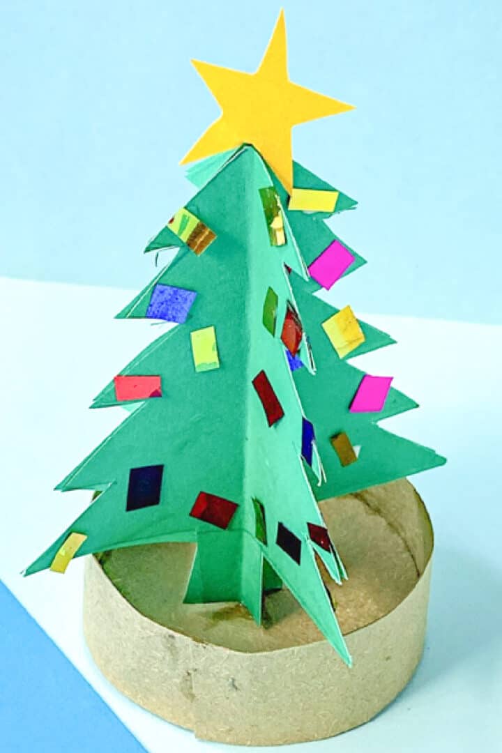 3D Paper Christmas Tree Craft [Free Template] - Made with Happy