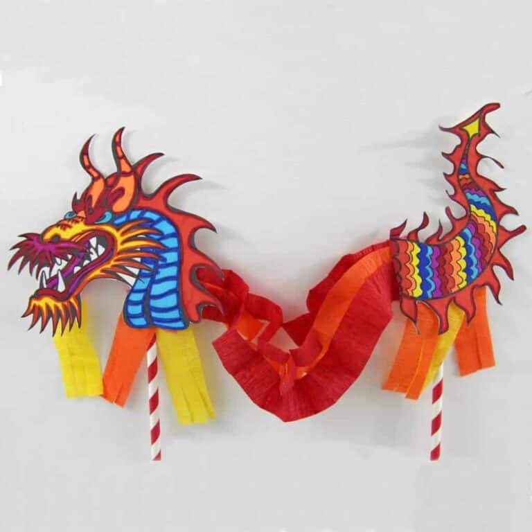 Chinese Dragon Puppet - Kids Craft with Printable Dragon Template