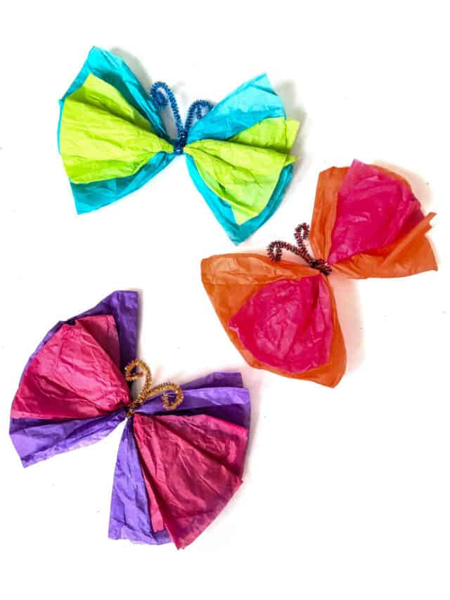 Make Easy Tissue Paper Butterflies Crafts with Kids - Made with HAPPY