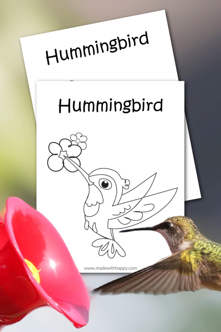 Free Printable Hummingbird Coloring Page For Kids - Made with HAPPY