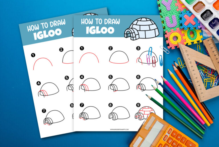 How to Draw an Igloo Easy Step-By-Step Tutorial - Made with HAPPY