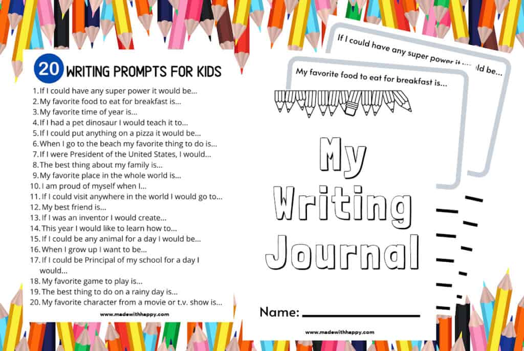 Free Printable 20 Journal Questions For Kids Writing Prompts