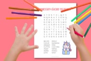Unicorn Word Search - Made with HAPPY