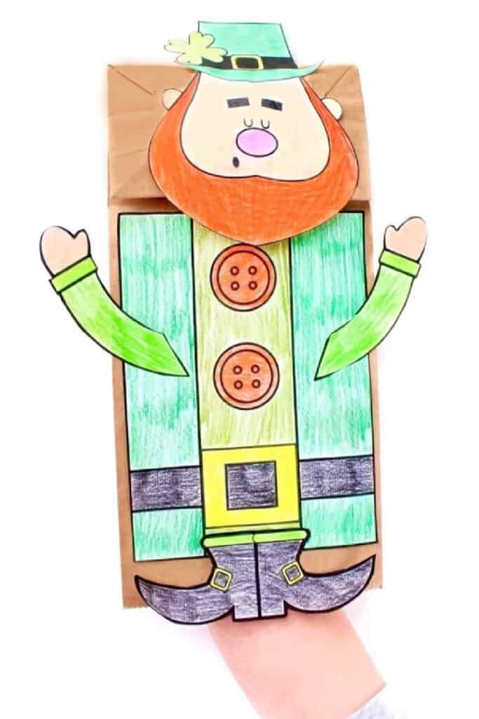 Leprechaun Paper Bag Puppet | Free Printable | Simply Bessy